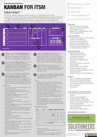 Kanban for ITSM / ITIL Cheat Sheet - free download